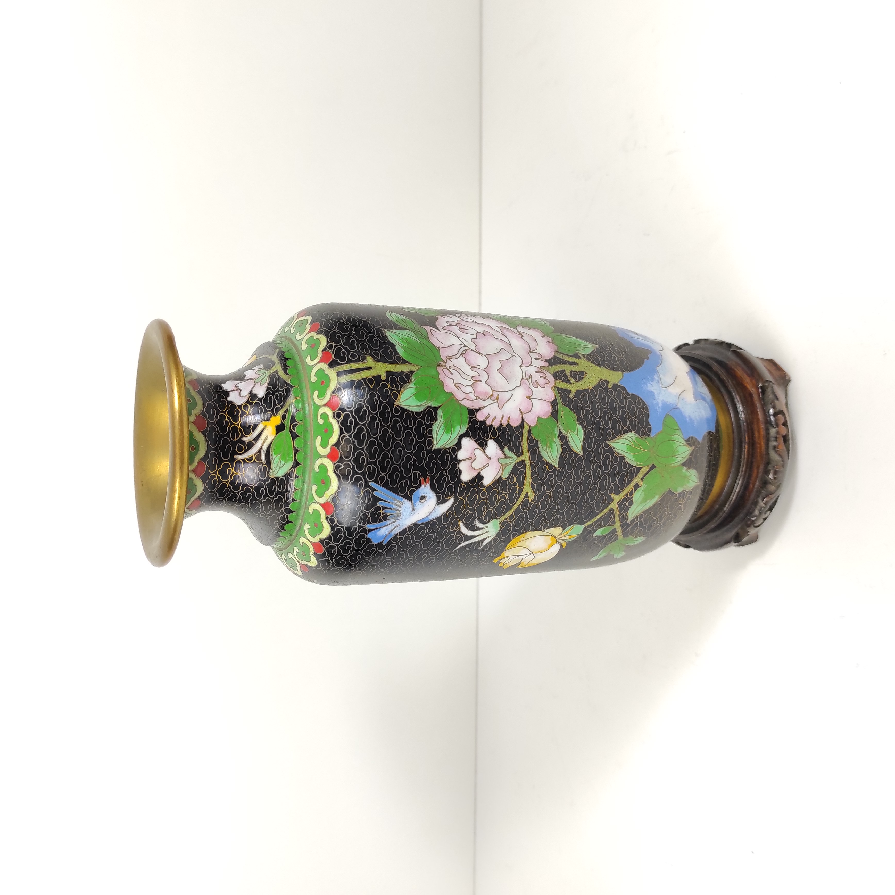 VASE EN EMAIL CLOISONNE A DECOR DE FLEURS | Brocante OPlus à Anglet