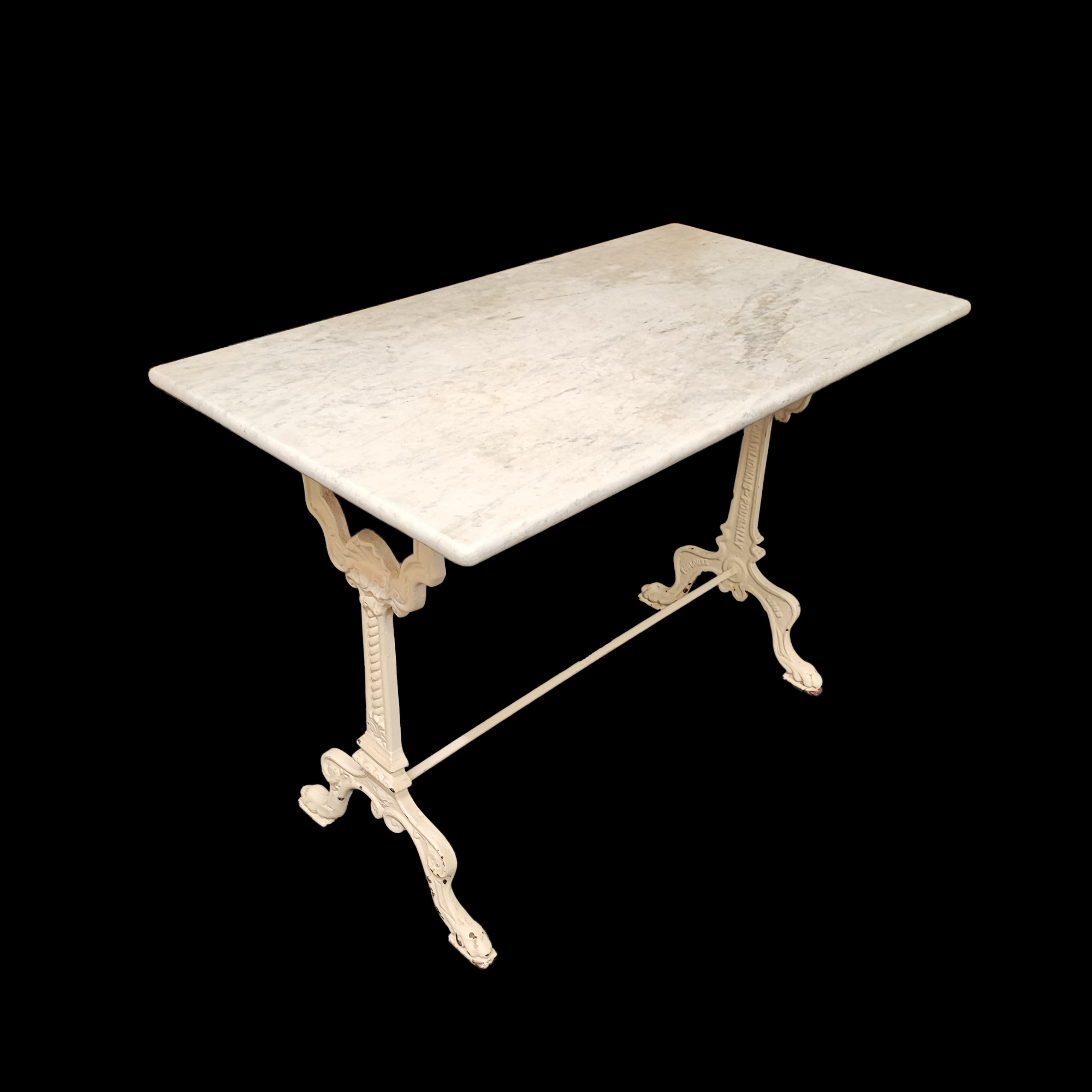 TABLE BISTROT PIED FONTE ET PLATEAU MARBRE 100 X 55 DE CHARLIONAIS ...